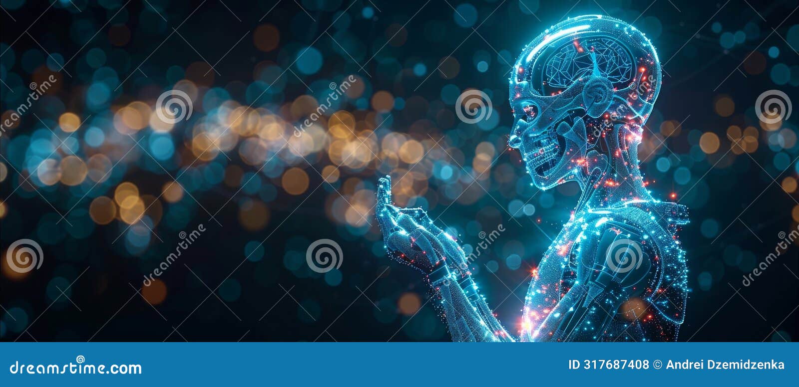 Using AI, Artificial Intelligence. a Businessman Uses a Smart Robot ...