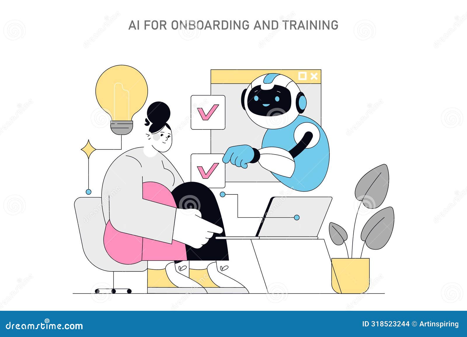 Using AI for Human Resources Stock Illustration - Illustration of ...