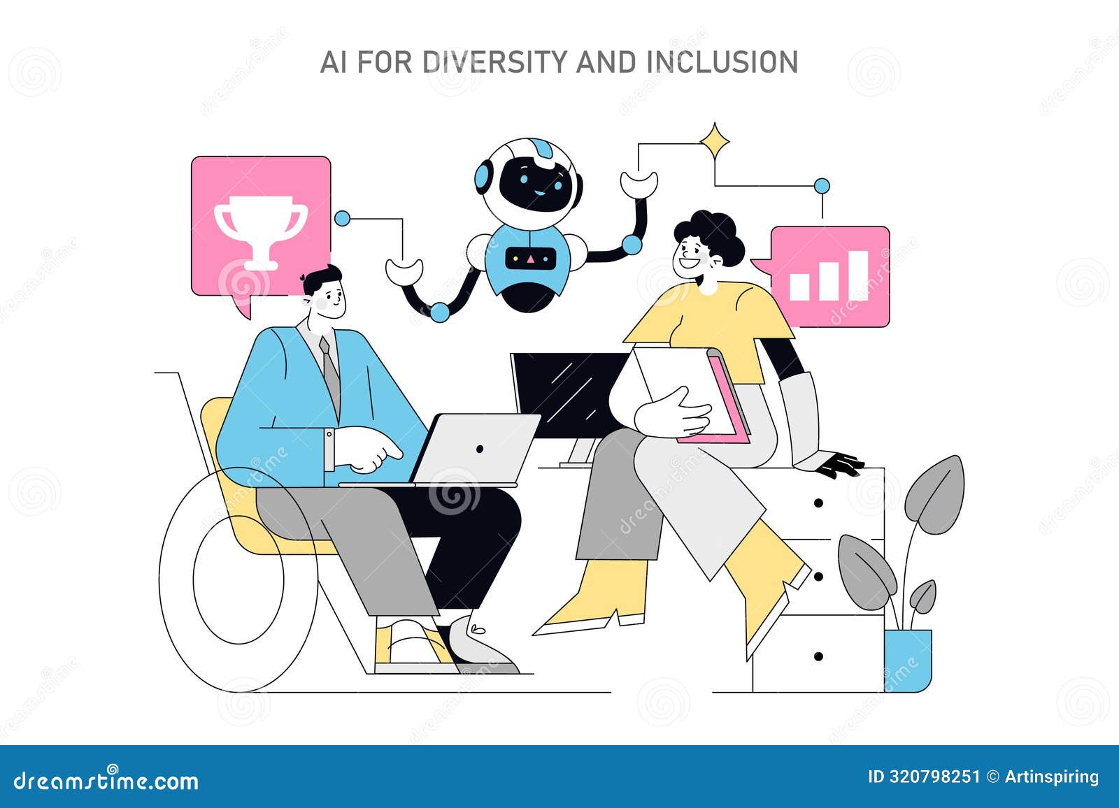 Using AI for Human Resources Stock Vector - Illustration of interaction ...