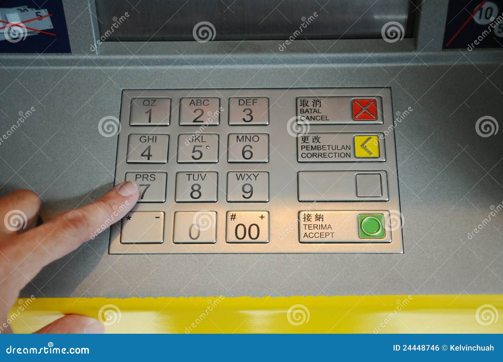 Using bank ATM stock photo. Image of machine, hand, keypad - 24448746