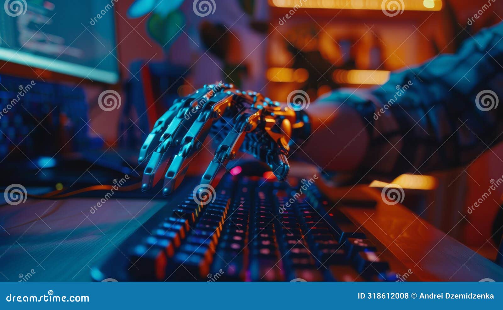 Using A Bionic Hand To Type Software Code At Night While Using A Prosthetic Arm A Programmer