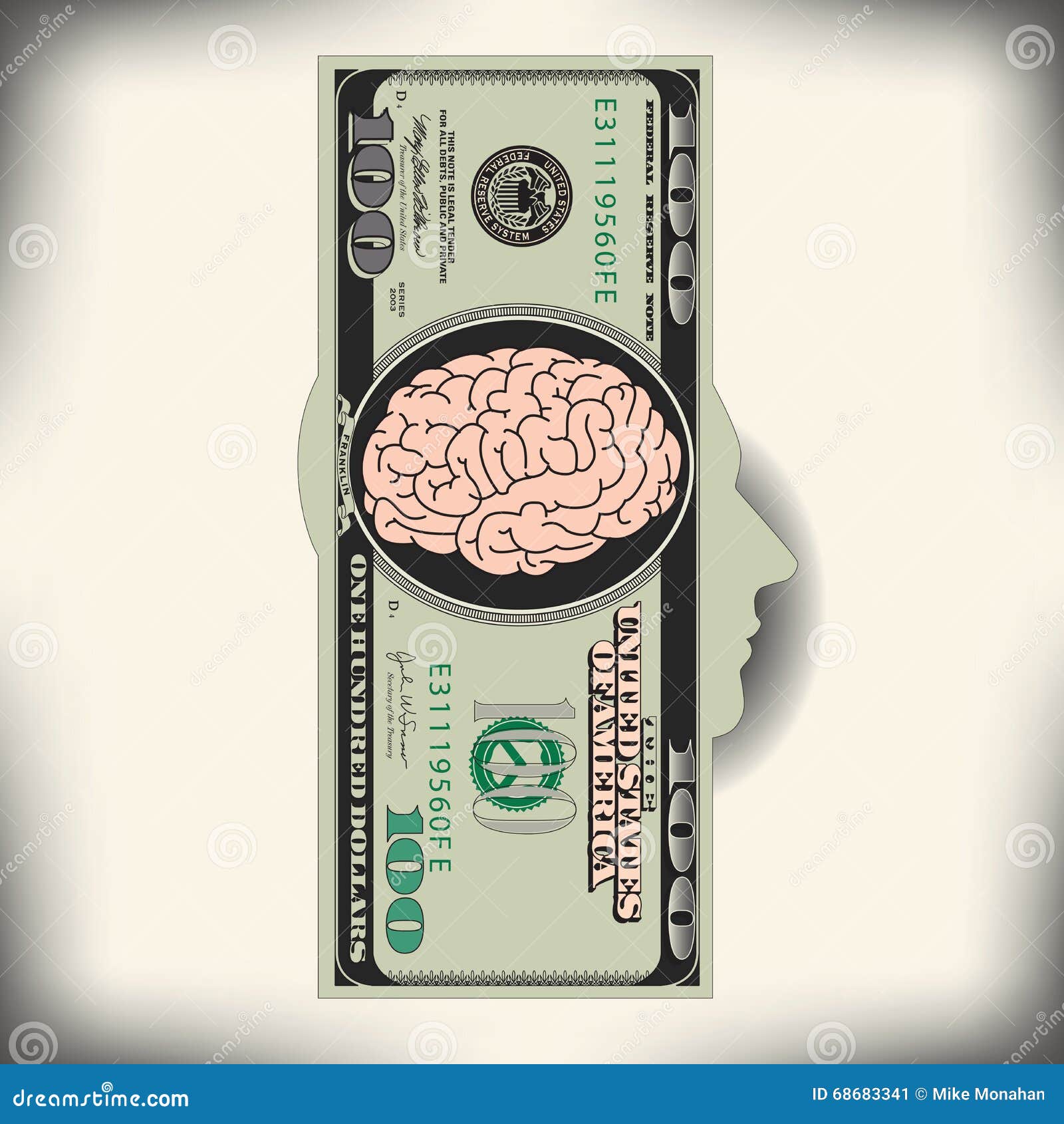 Using the Brain To Make Money Stock Vector - Illustration of bill ...