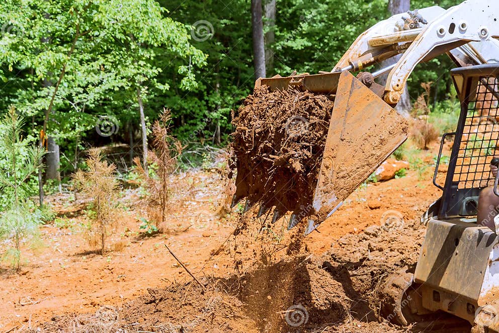 Bulldozer Mini Working with Earth, Moving Soil, Improving a Territory ...