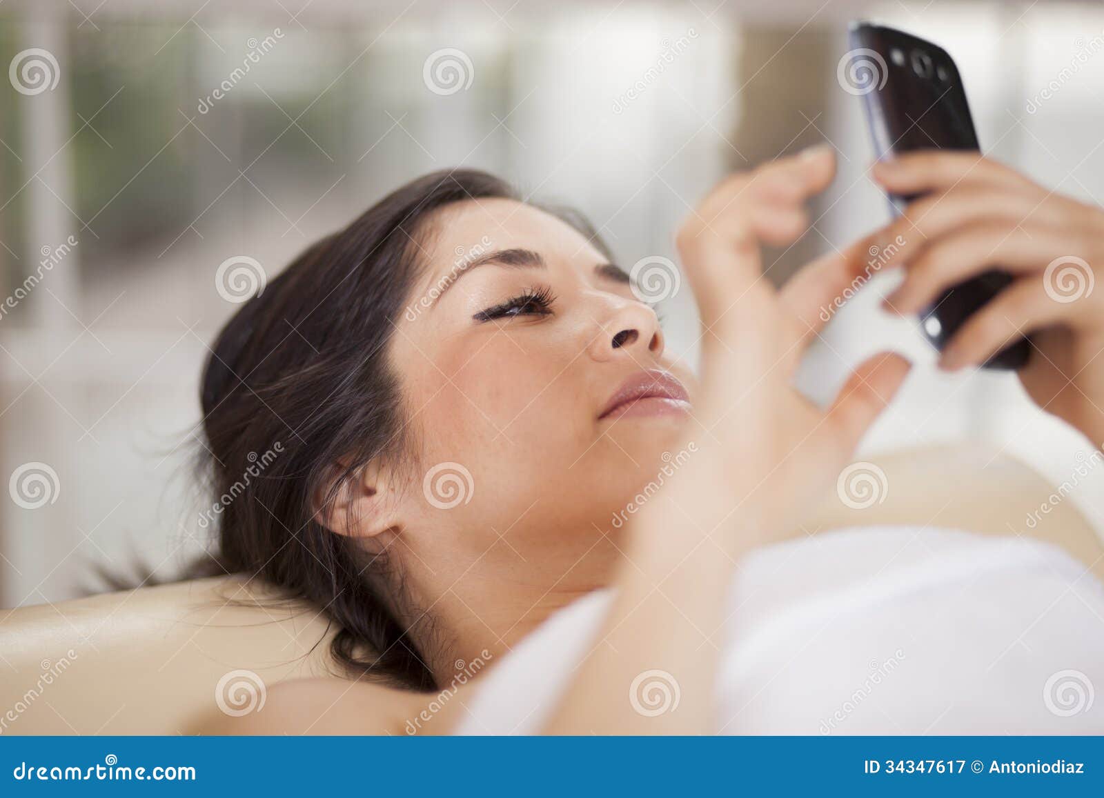 Using a Cell Phone at a Spa Stock Image - Image of clinic, wellness ...