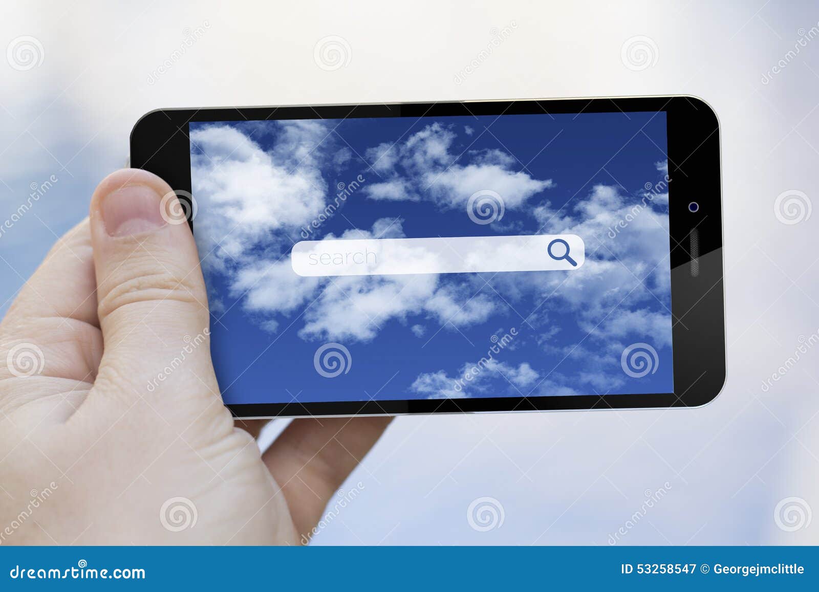 Using cell phone to search stock illustration. Illustration of internet ...