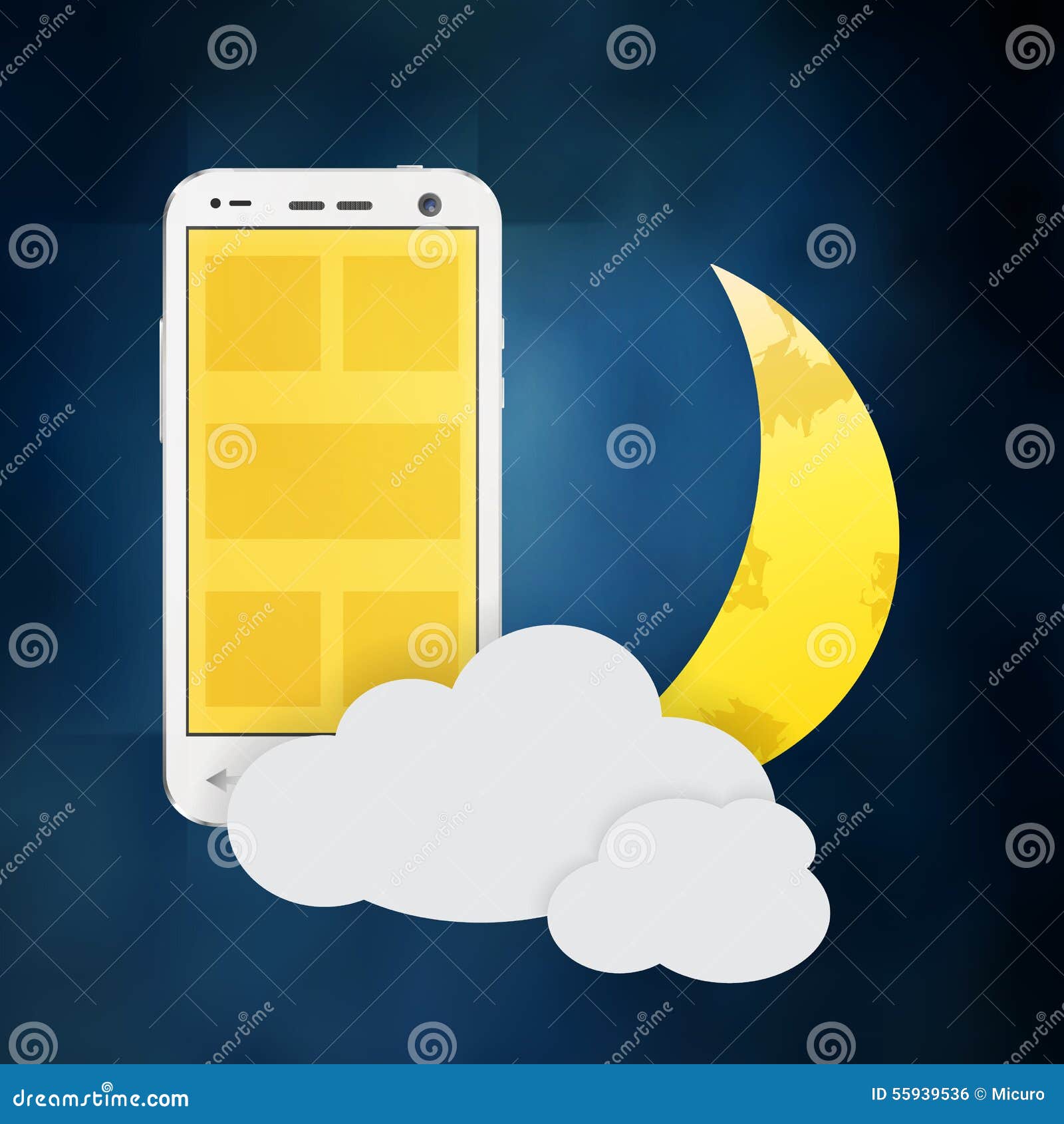 Using Cellphone at Night Vector Stock Vector - Illustration of moon ...