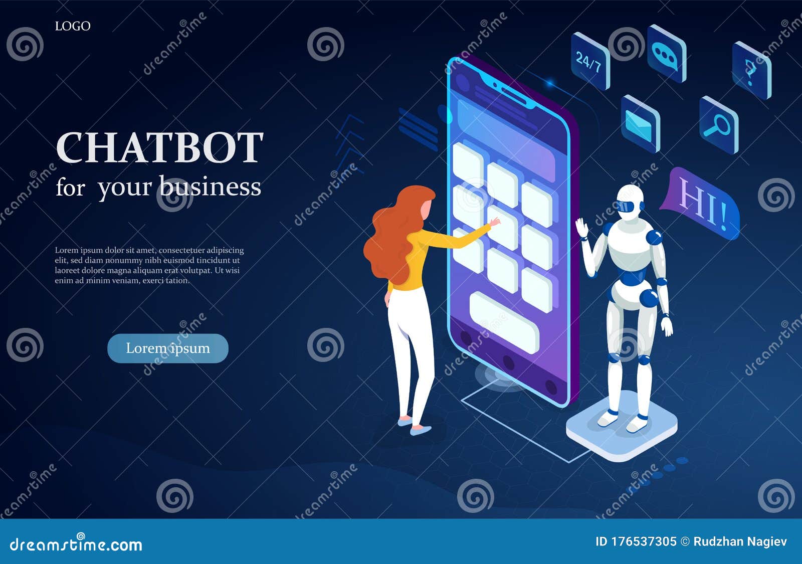 Using Chatbot Technology in a Business Stock Vector - Illustration of ...