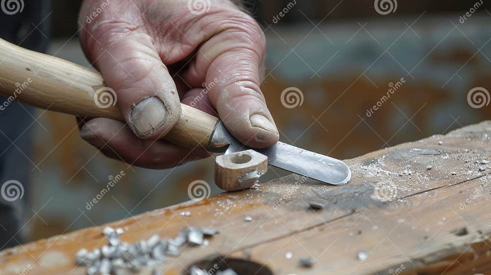Using a Chisel To Make Small Adjustments for a Tight Fit Stock Photo ...