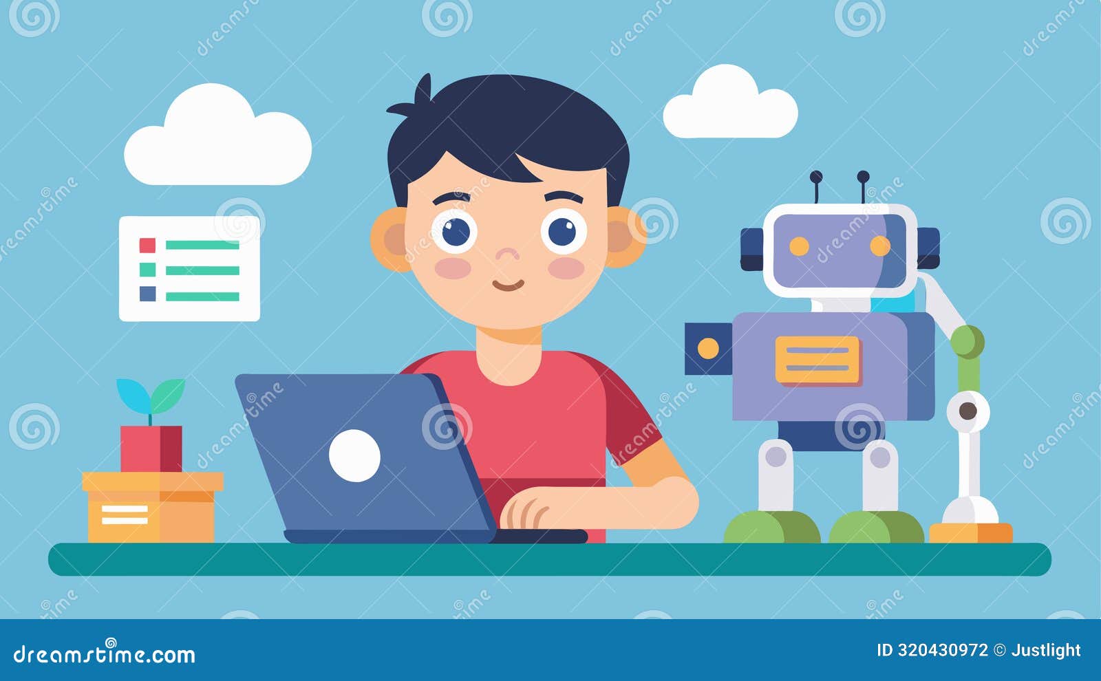 Using Coding Software a Young Boy Programs a Robot he Built Himself To ...