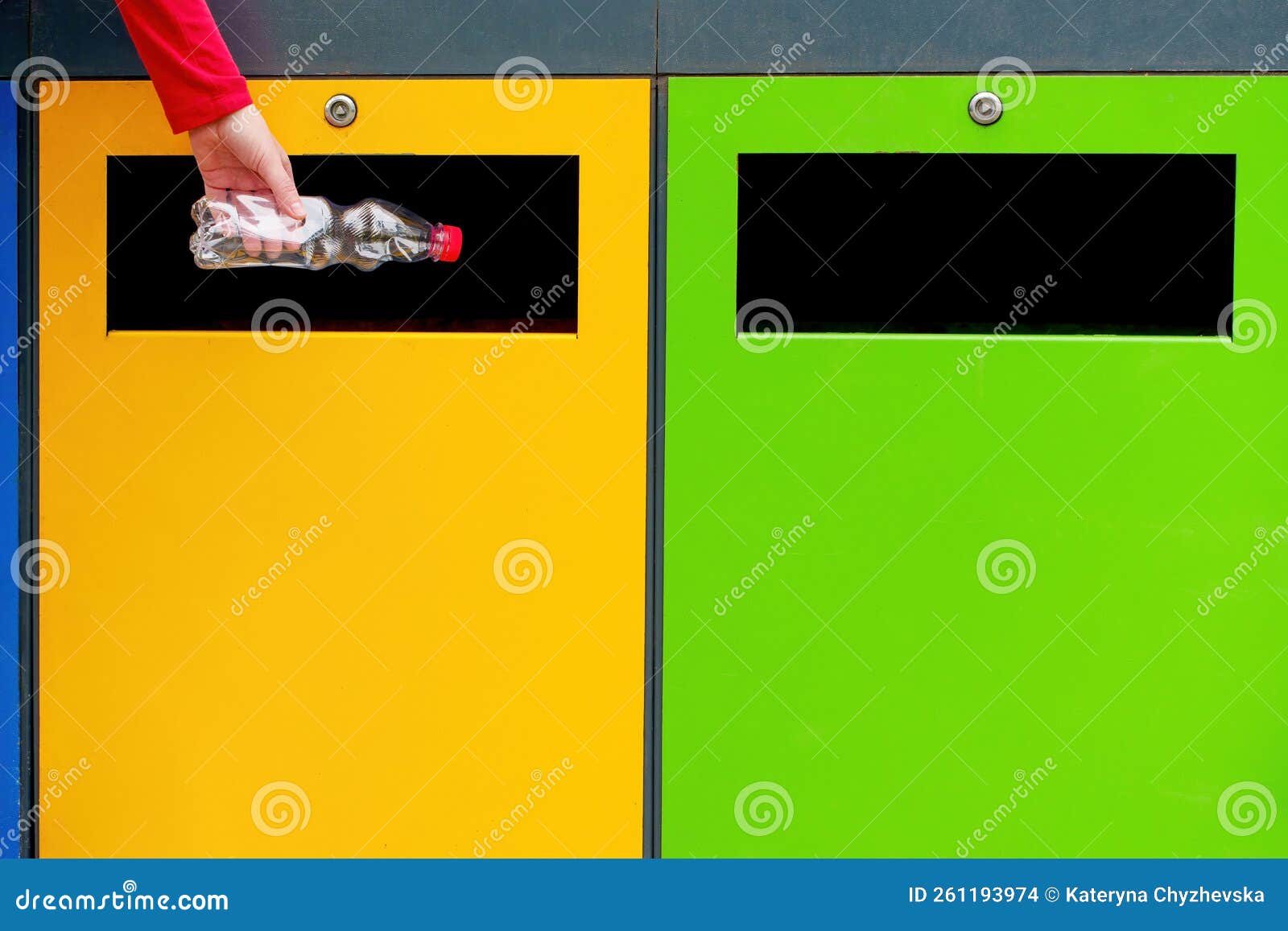 Using Color Coded Garbage Bins for Waste Recycling Stock Photo - Image ...