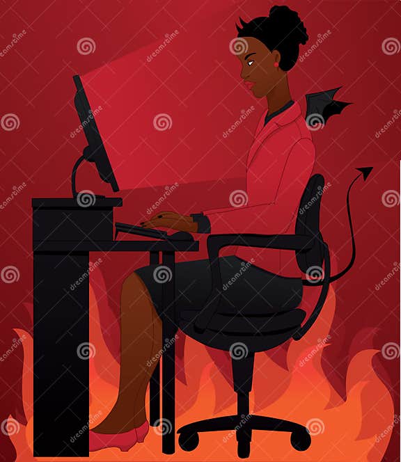 Bad Work Ethics. Using Computer with Bad Conscience. Stock Vector ...