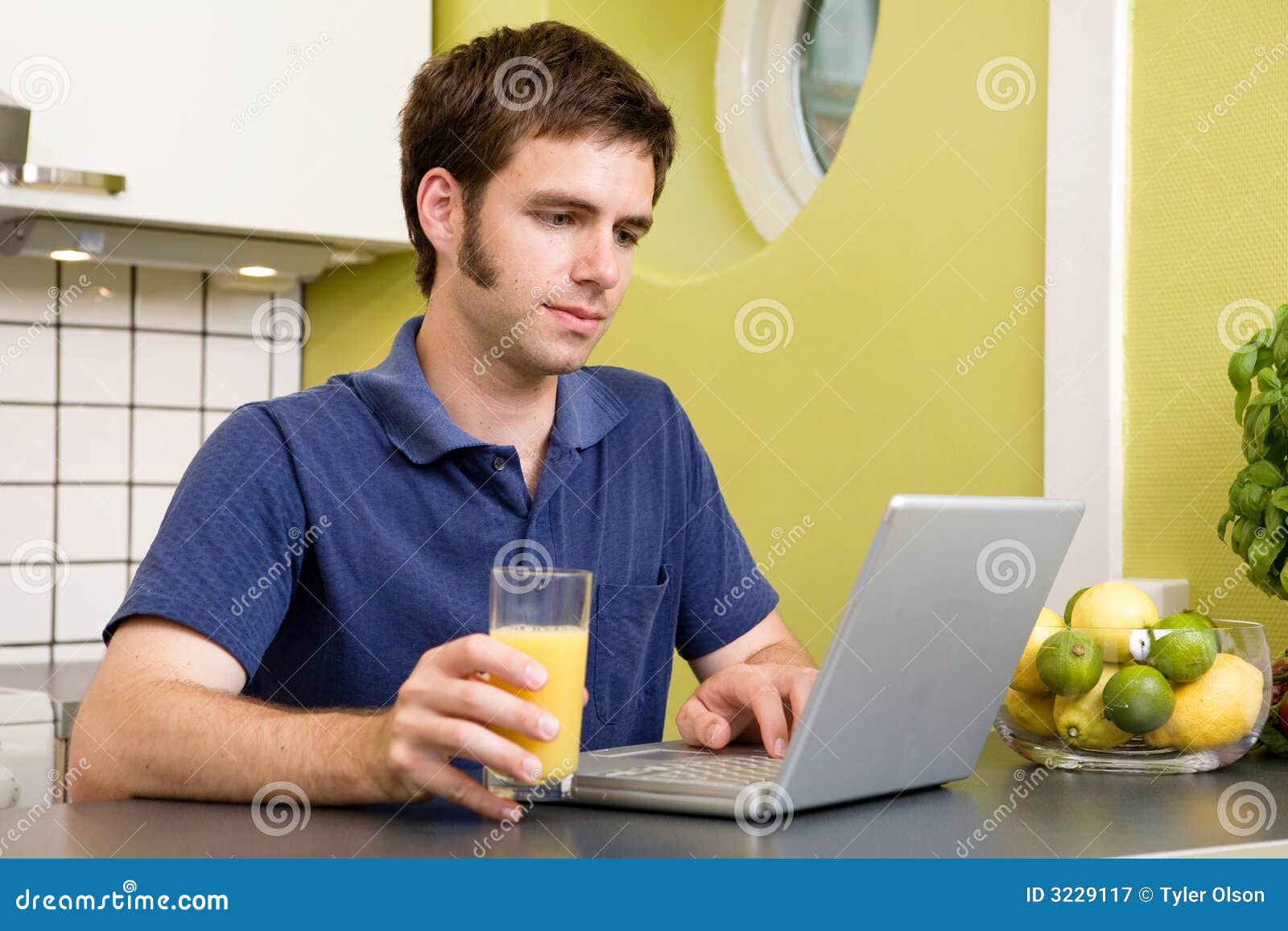 Using Computer with Juice stock image. Image of happy - 3229117