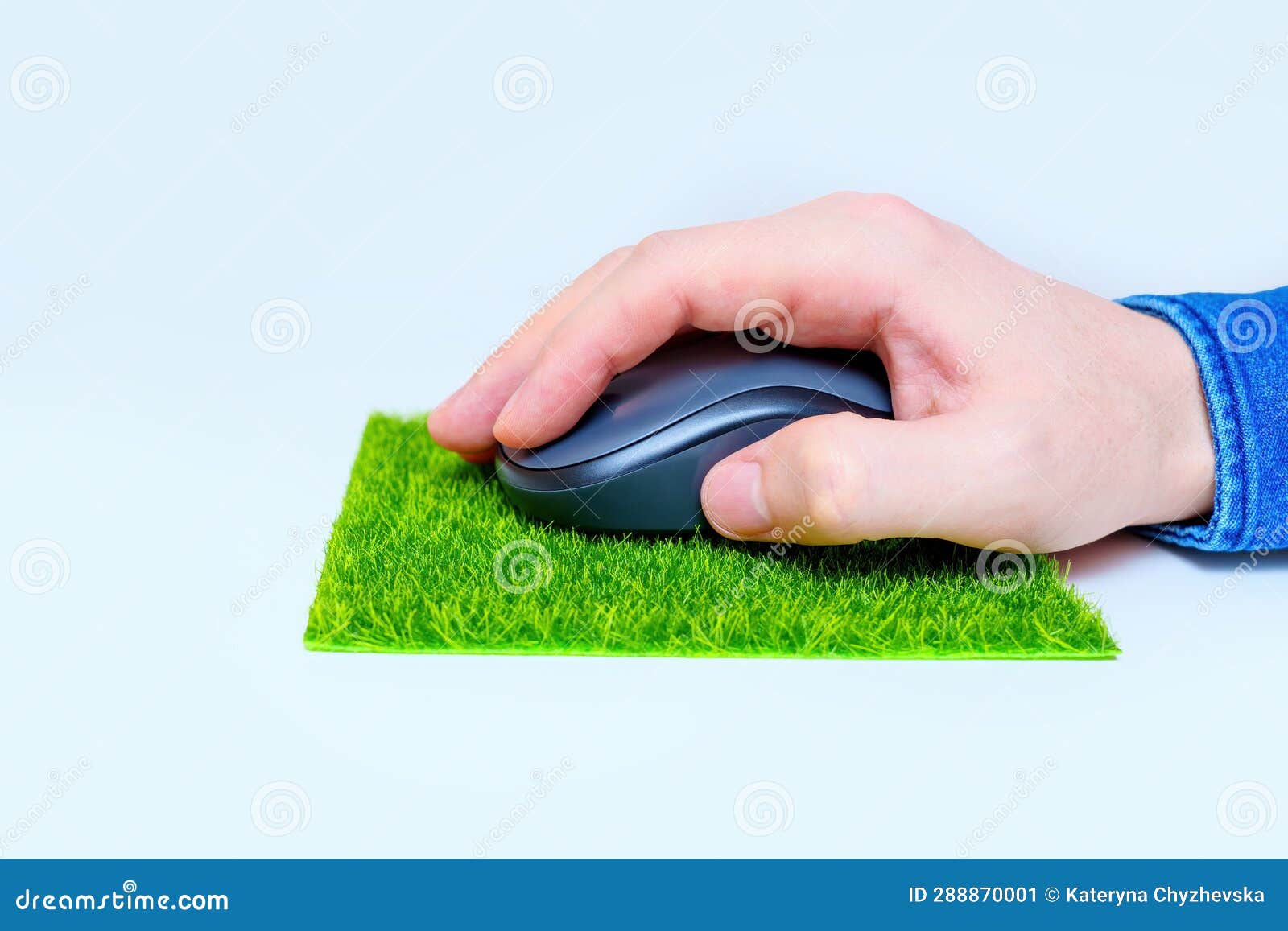 Using a Computer Mouse on a Grass Mousepad Stock Image - Image of ...