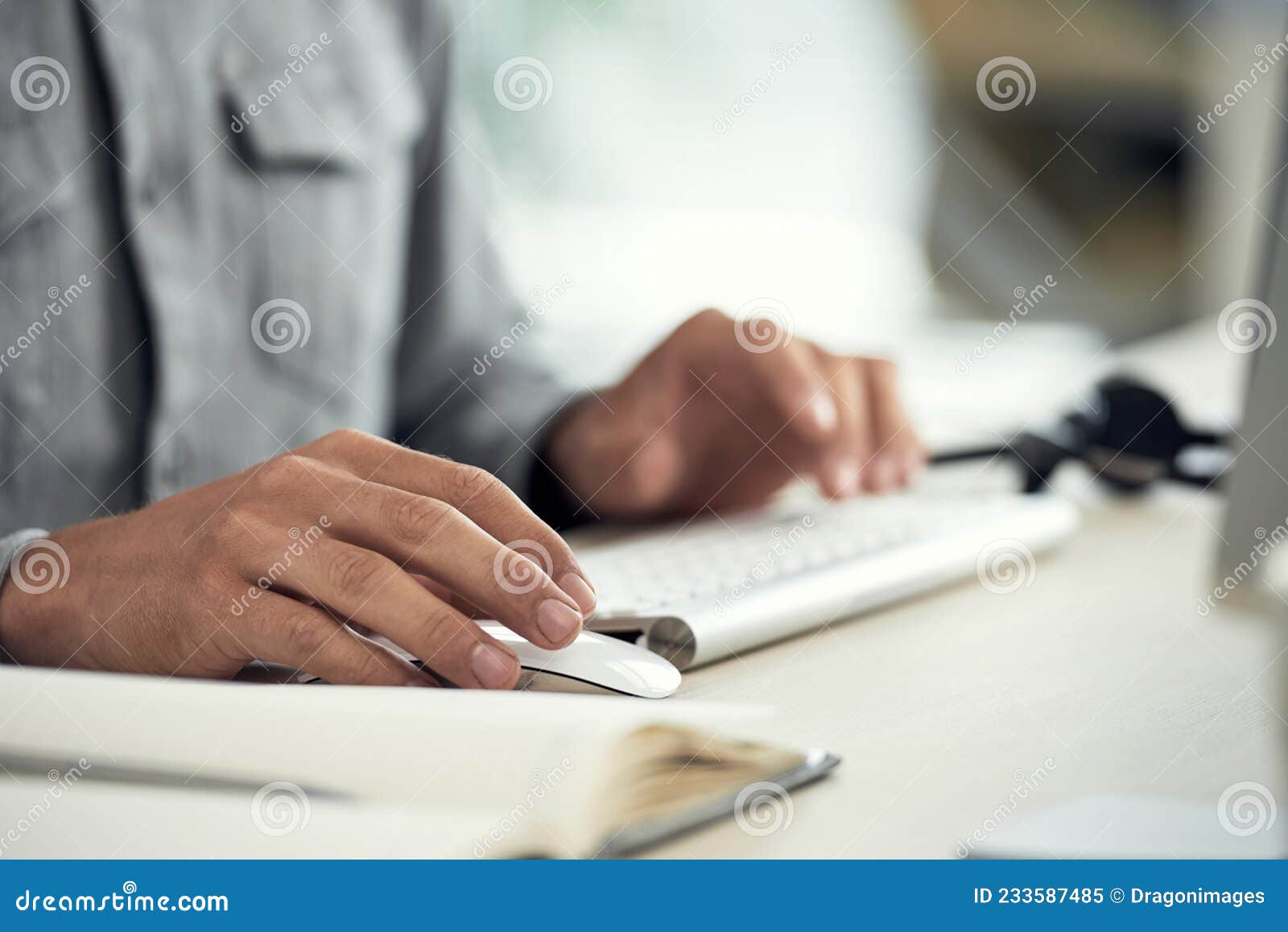 Using Computer Mouse at Workplace Stock Image - Image of business ...