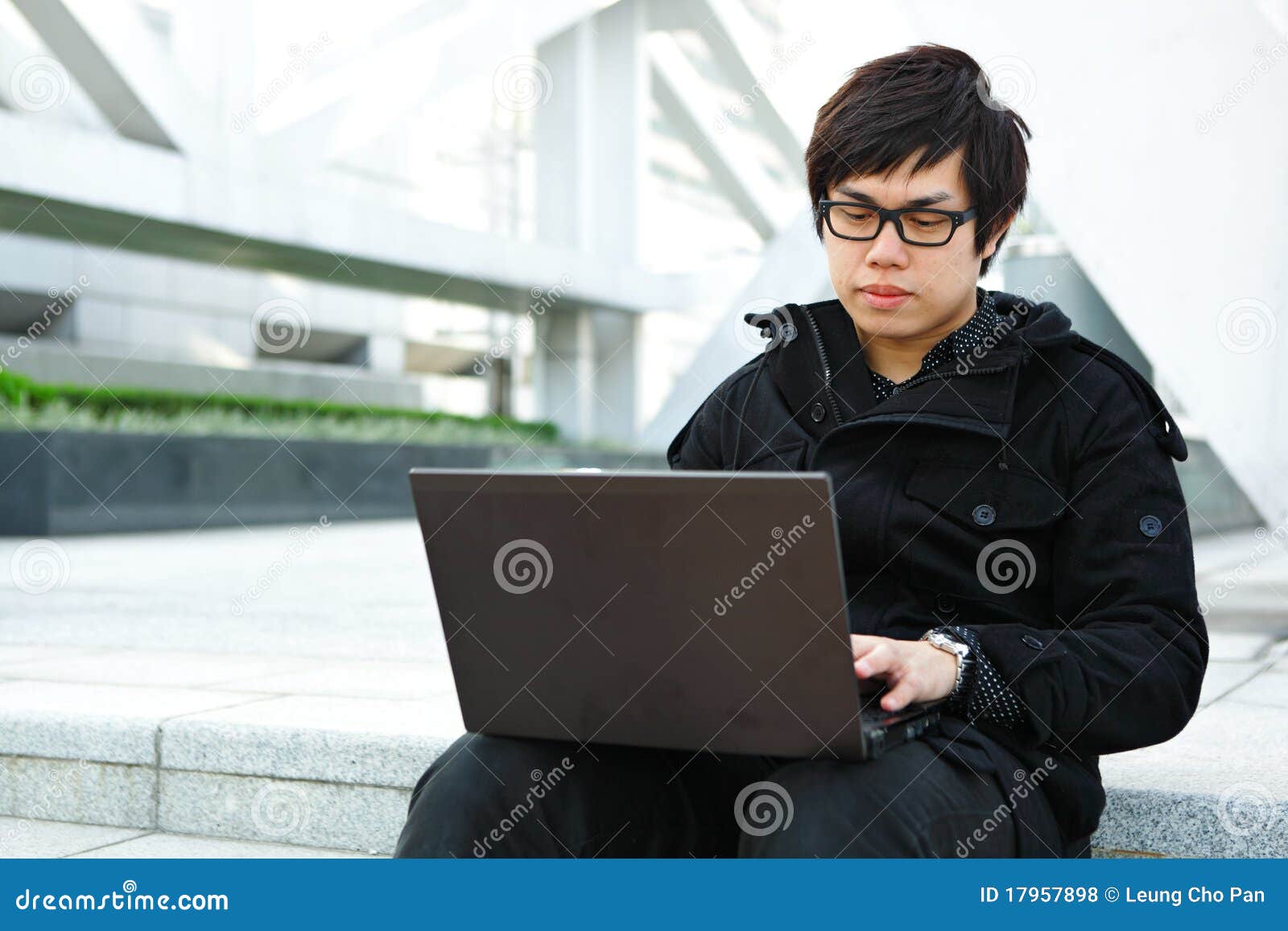 Using computer outdoor stock photo. Image of park, mobile - 17957898