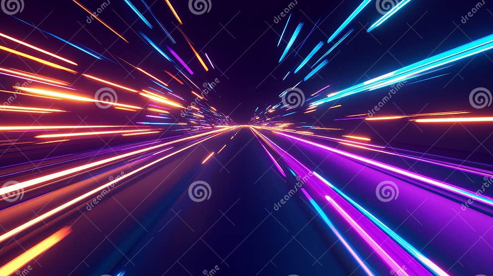 Using 3D Render Technology, Abstract Colorful High-speed Light Trails ...