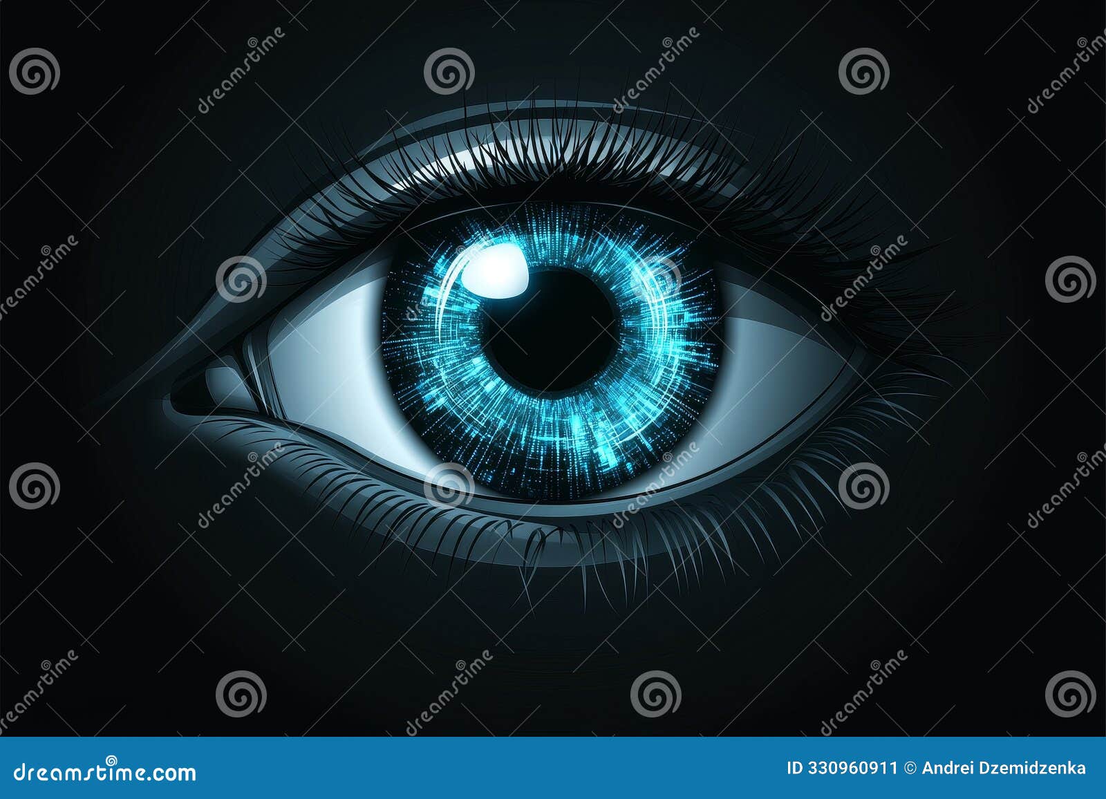 The Scanner Decodes The Retinal Data. Digital Retinal Recognition ...