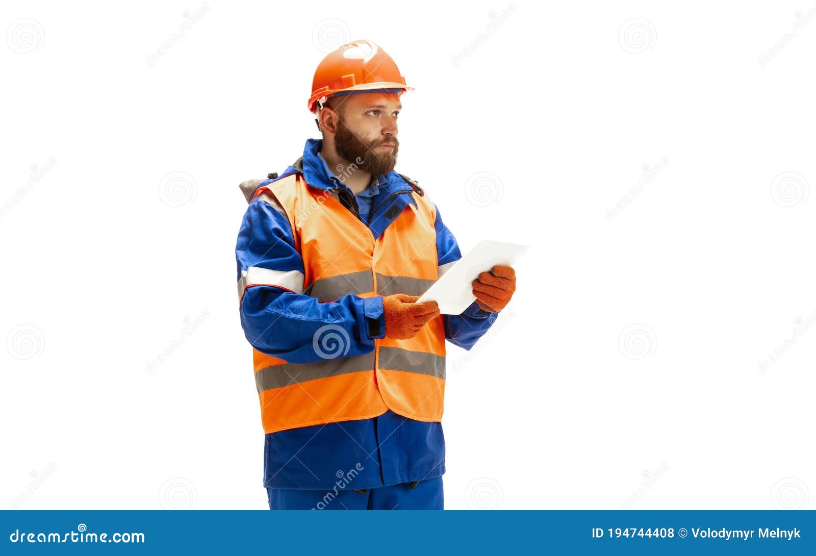 Handsome Contractor, Builder Isolated Over White Studio Background ...