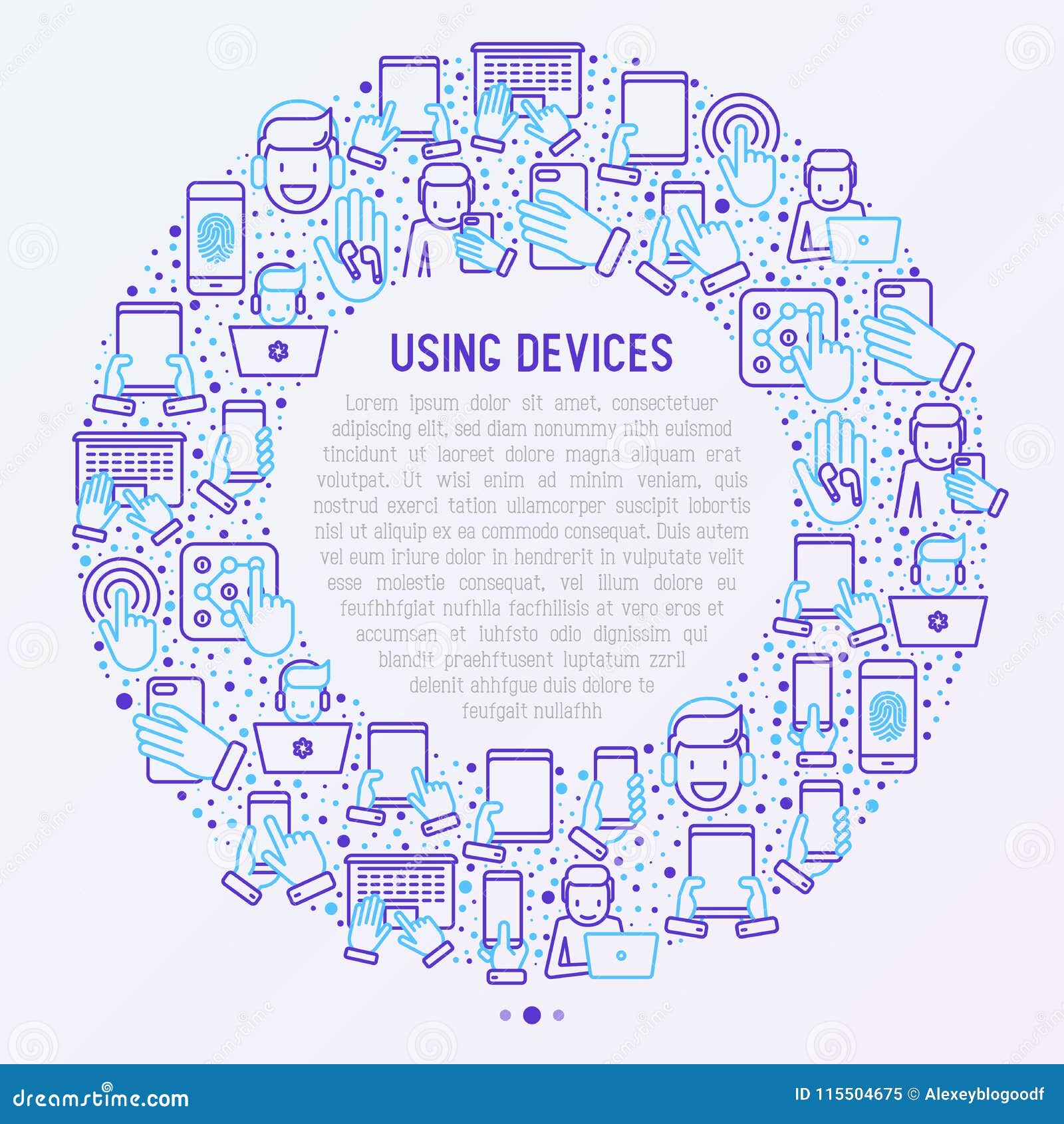 Using Devices Concept in Circle Stock Vector - Illustration of online ...