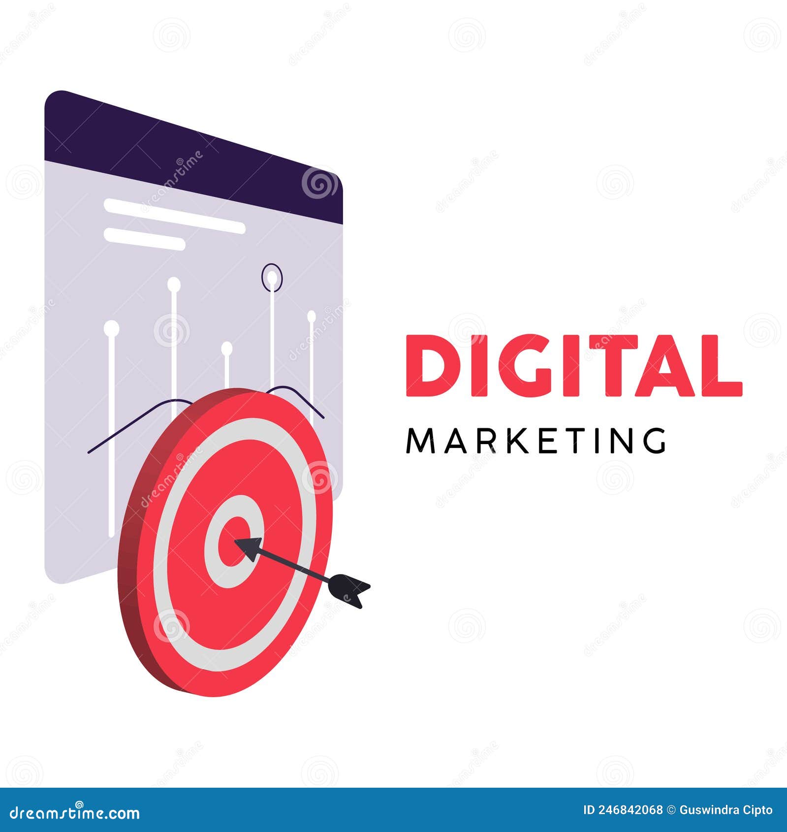 Using Digital Marketing Method for Arrow on Center of Targeted. Stock ...