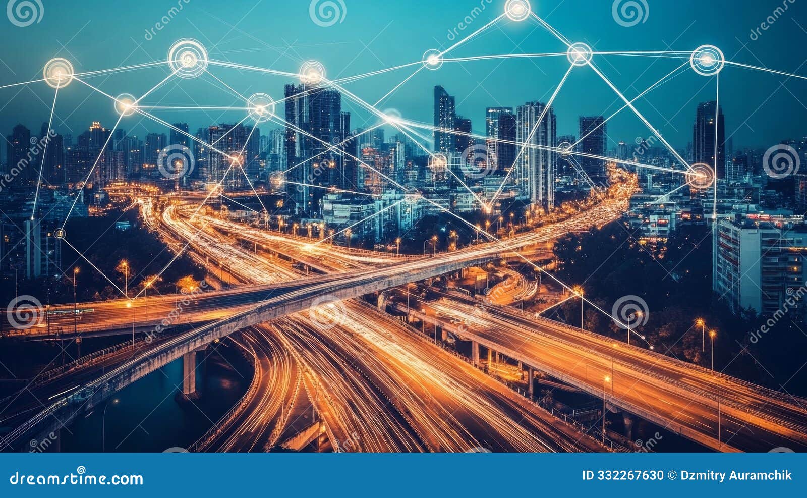 Using Digital Network Technology To Connect Smart Cities. Stock Image ...