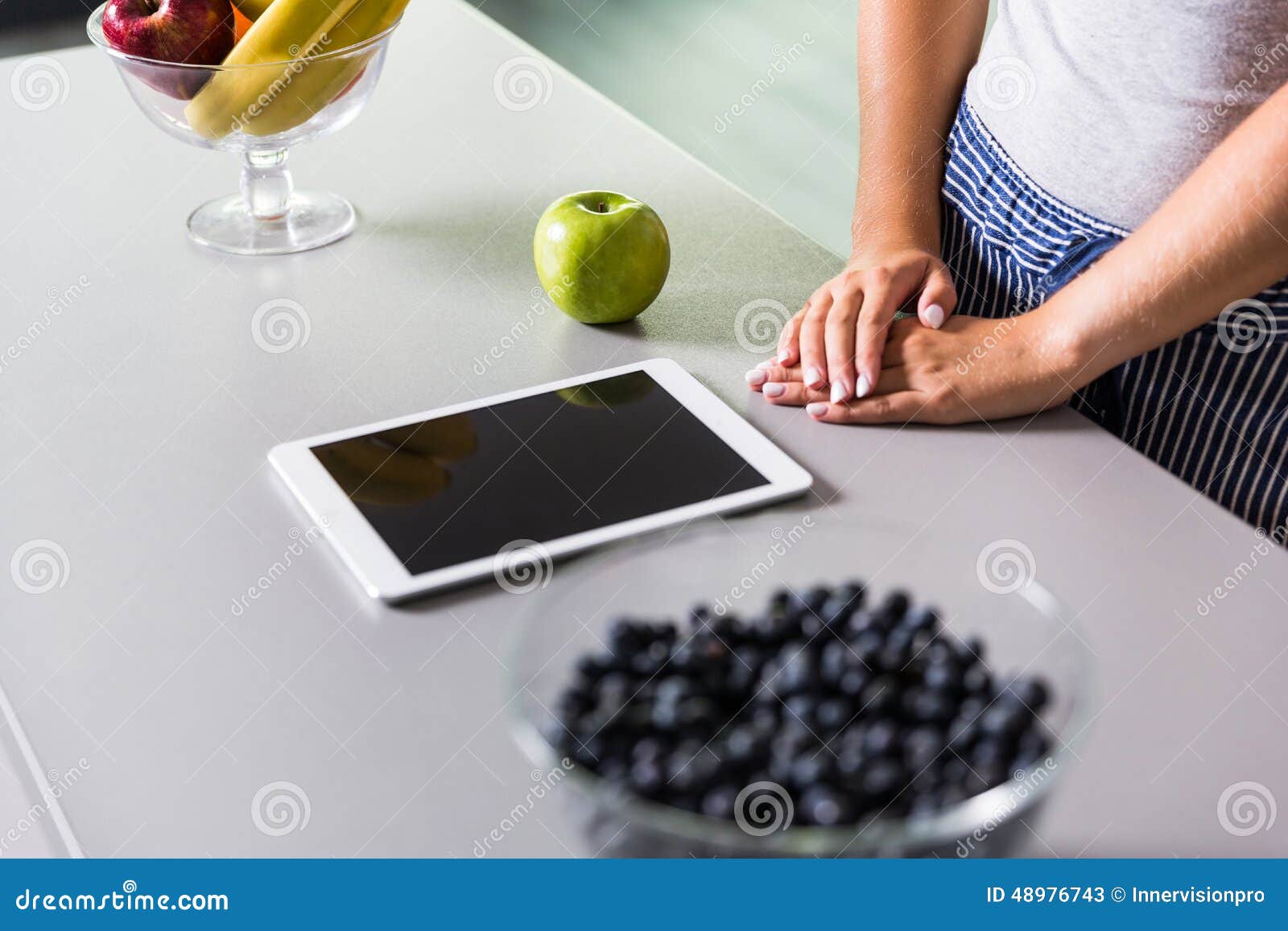 Using Digital Tablet in the Kitchen Stock Image - Image of tablet ...
