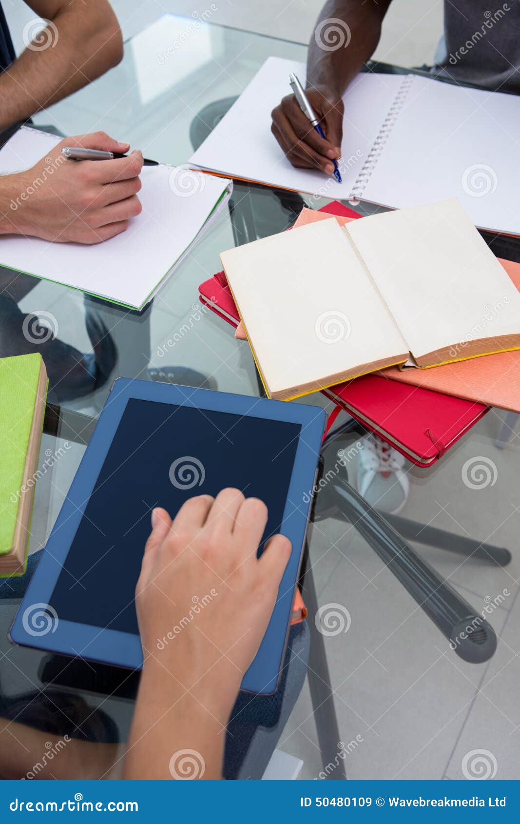 Using Digital Tablet in Meeting Stock Image - Image of pointing ...