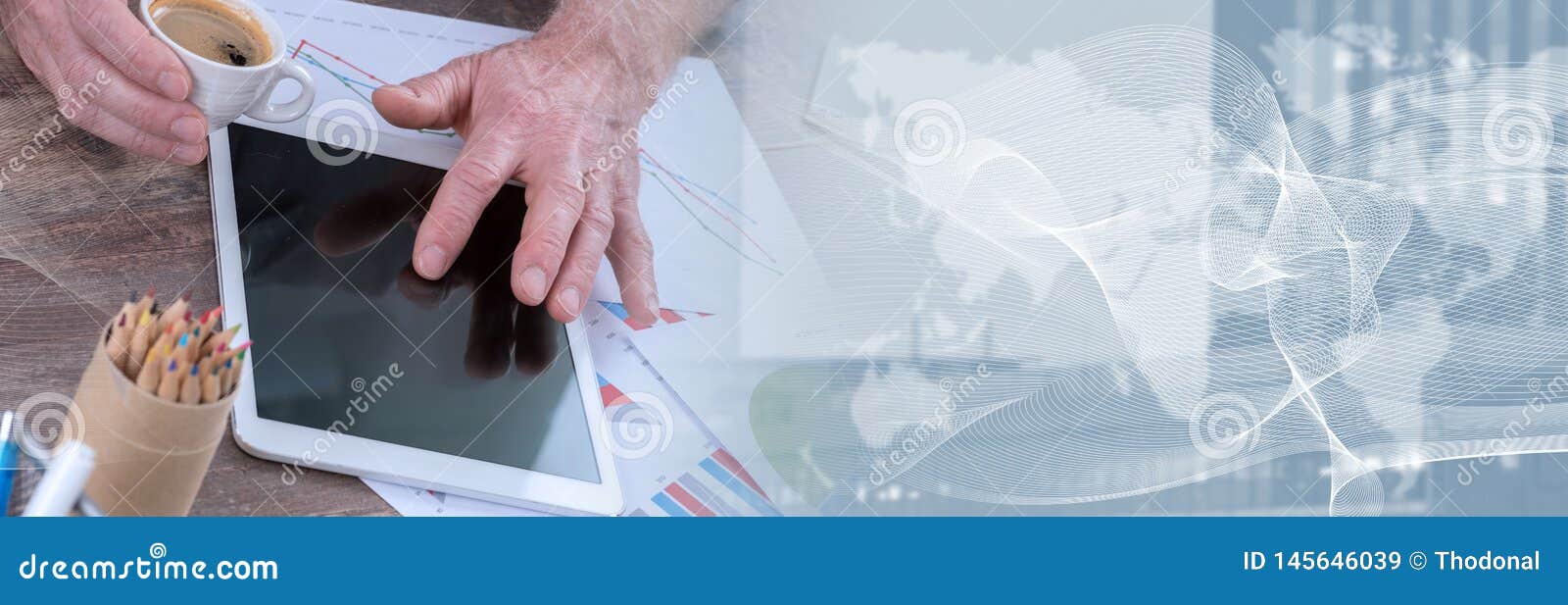 Using Digital Tablet. Panoramic Banner Stock Image - Image of banner ...