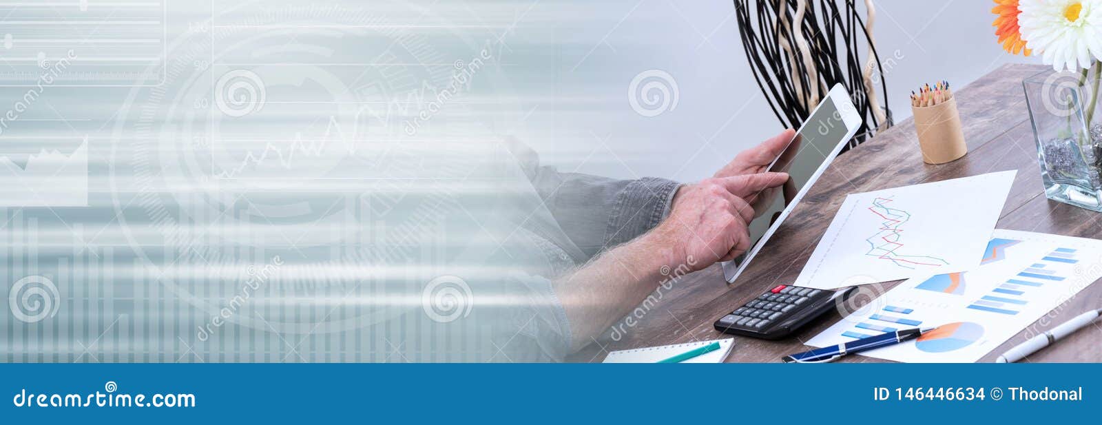 Using Digital Tablet. Panoramic Banner Stock Photo - Image of computer ...