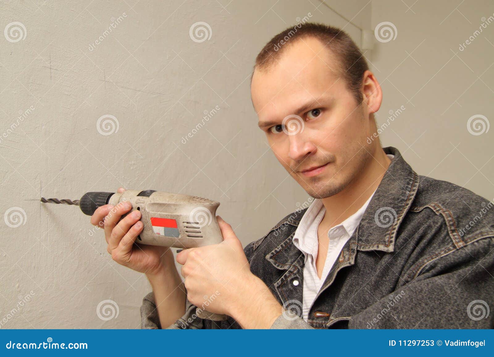 Using drill. Make repairs stock image. Image of interior - 11297253