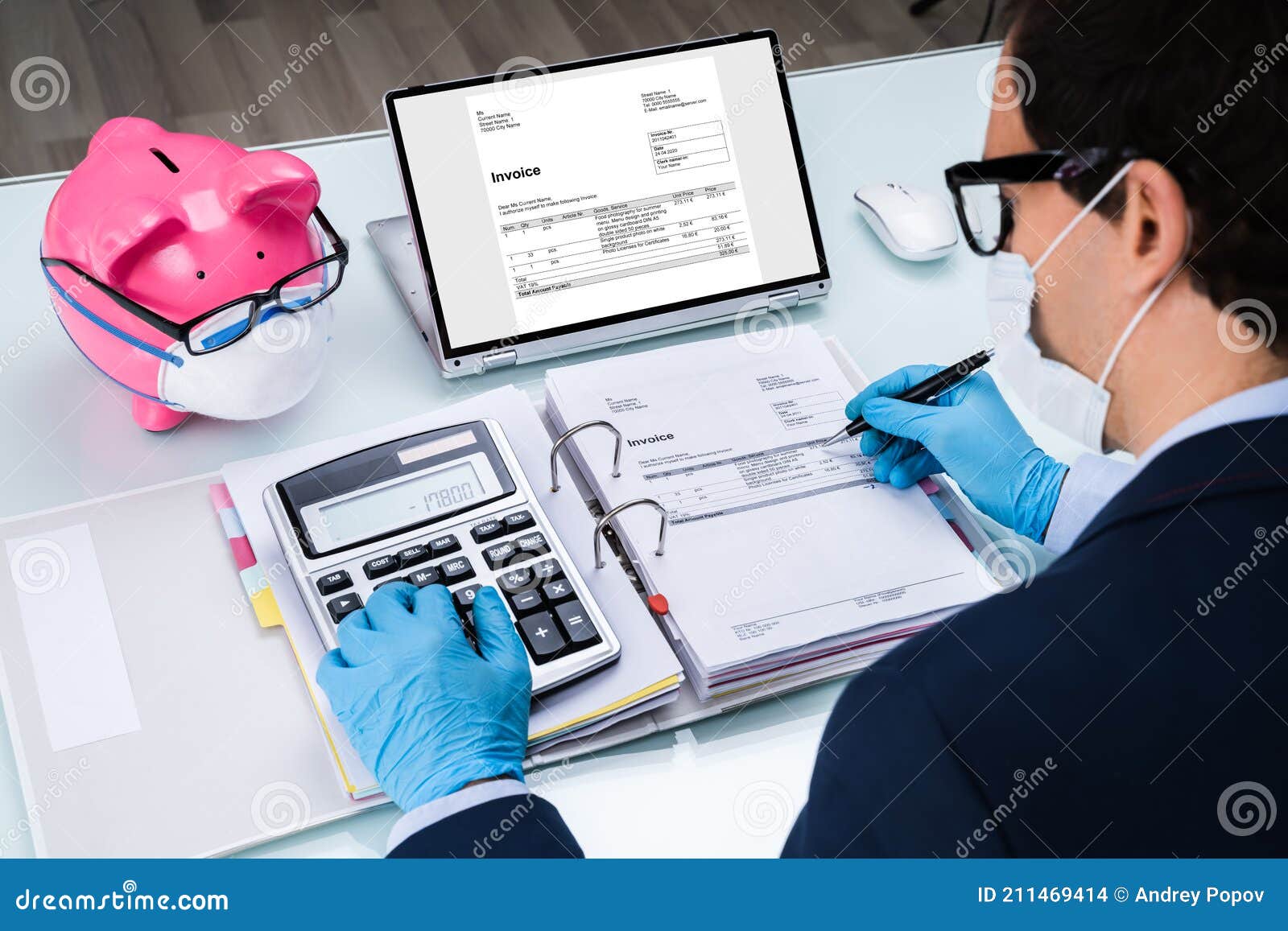 Using E Invoice Software Calculating Electronic Bills Stock Photo ...