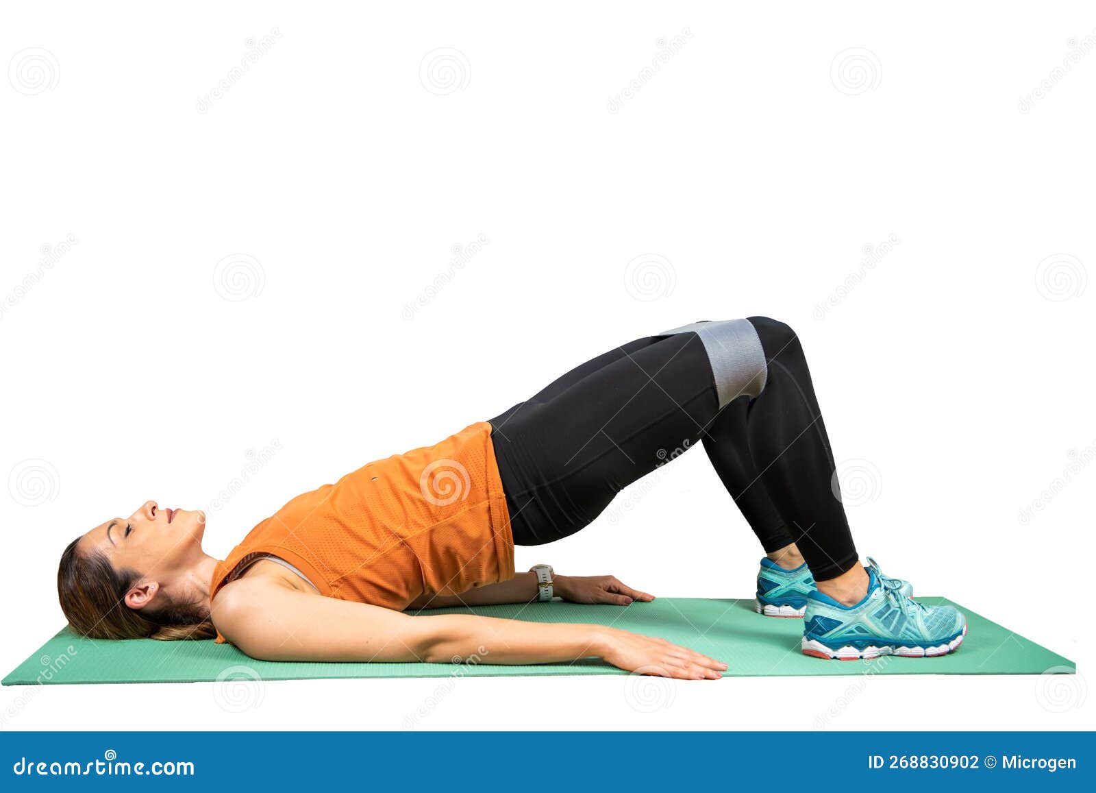 Using Elastic Band for Strength Training. Isolated Background Stock ...