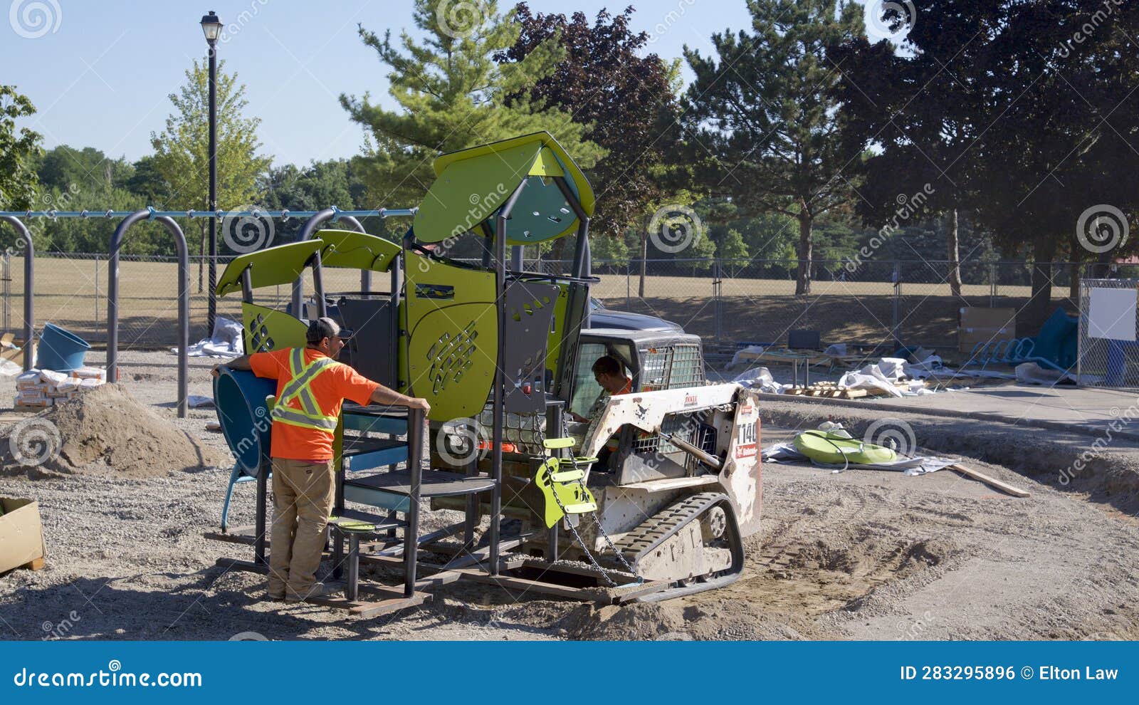 Using an Excavator in the Construction of a Playground Editorial Photo ...