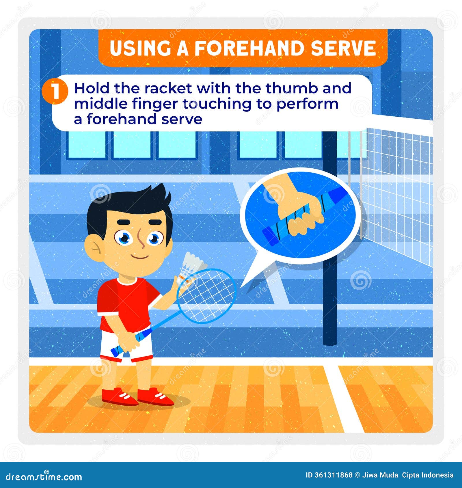 Using a Forehand Serve in Badminton 1 Stock Illustration - Illustration ...