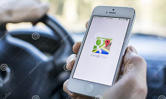 Using google maps in car editorial image. Image of attention - 38249980