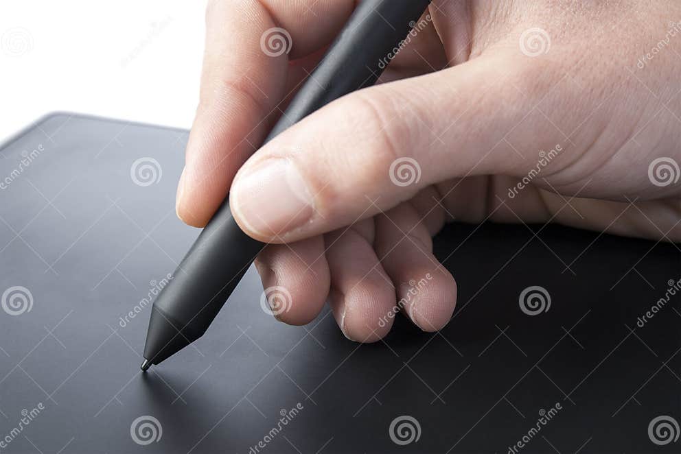 Using a Graphics Tablet with Hand Stock Photo - Image of hand, graphic ...