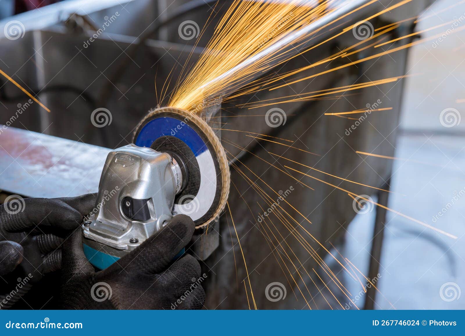 Using a Grinding Iron, the Worker Polished the Metal Surfaces Stock ...
