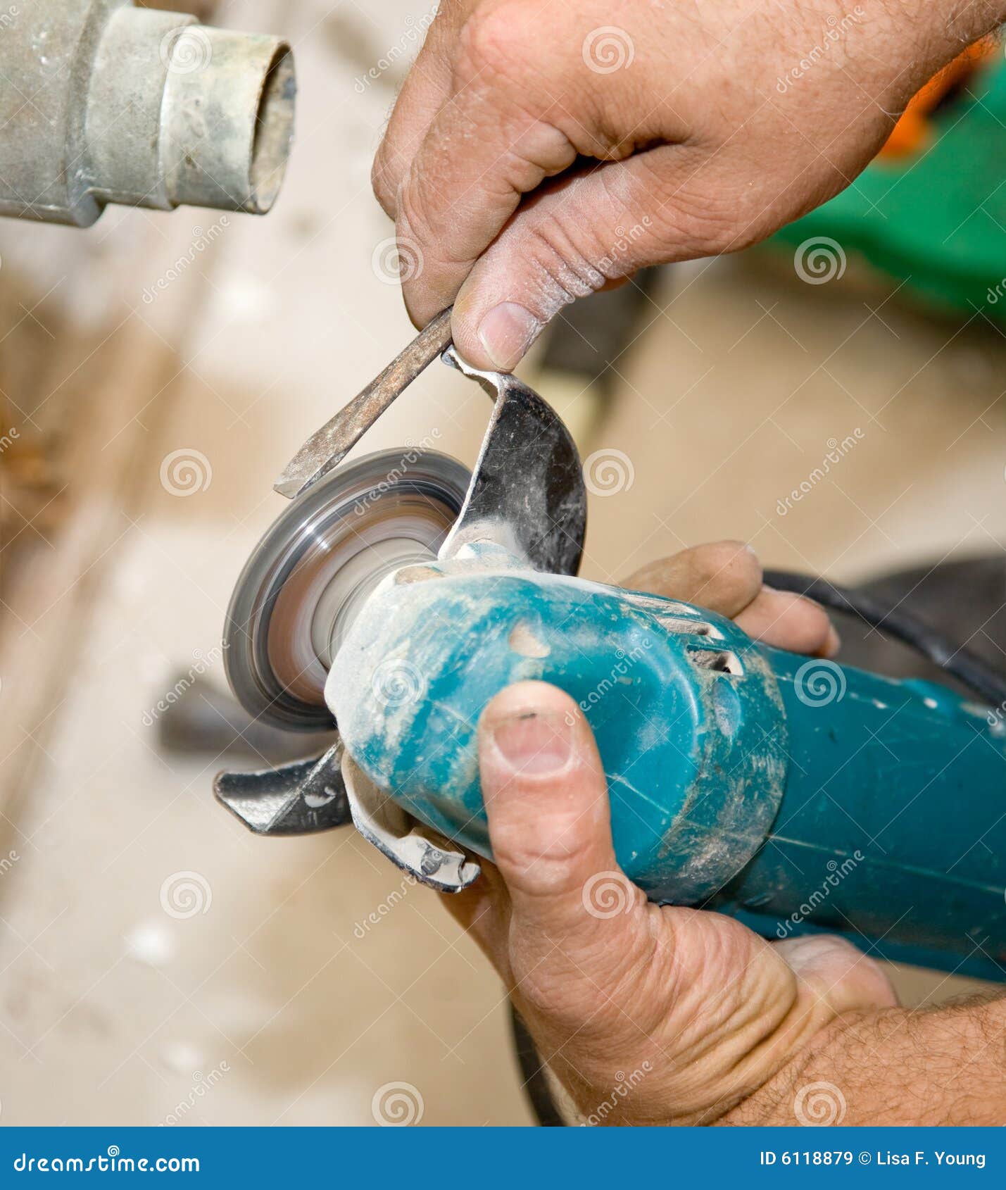Using Hand Grinder Closeup stock image. Image of installing - 6118879
