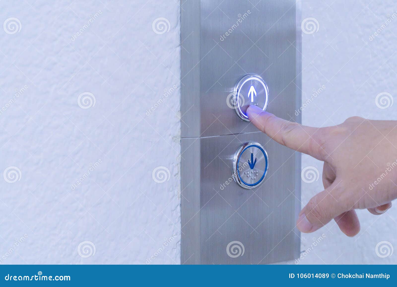 Using Hands, Press the Elevator Up and Keypad Elevator Stock Image ...