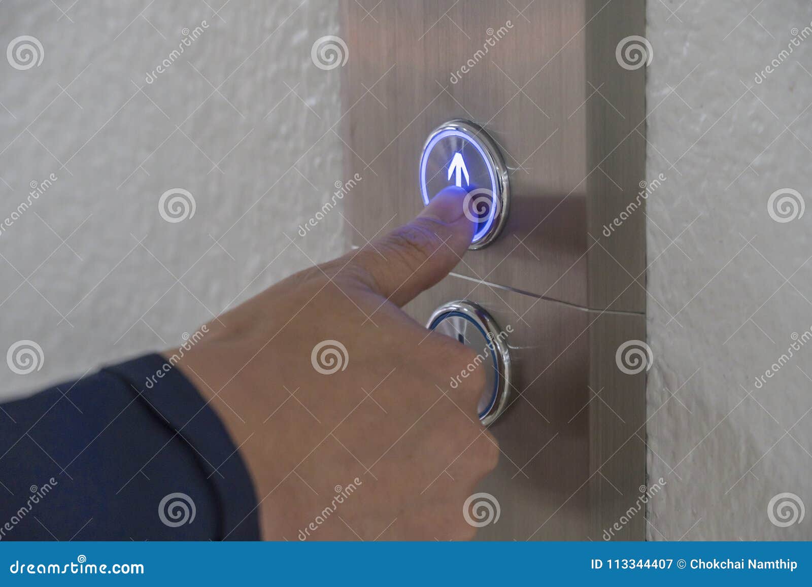 Using Hands, Press the Elevator Up and Keypad Elevator Stock Image ...