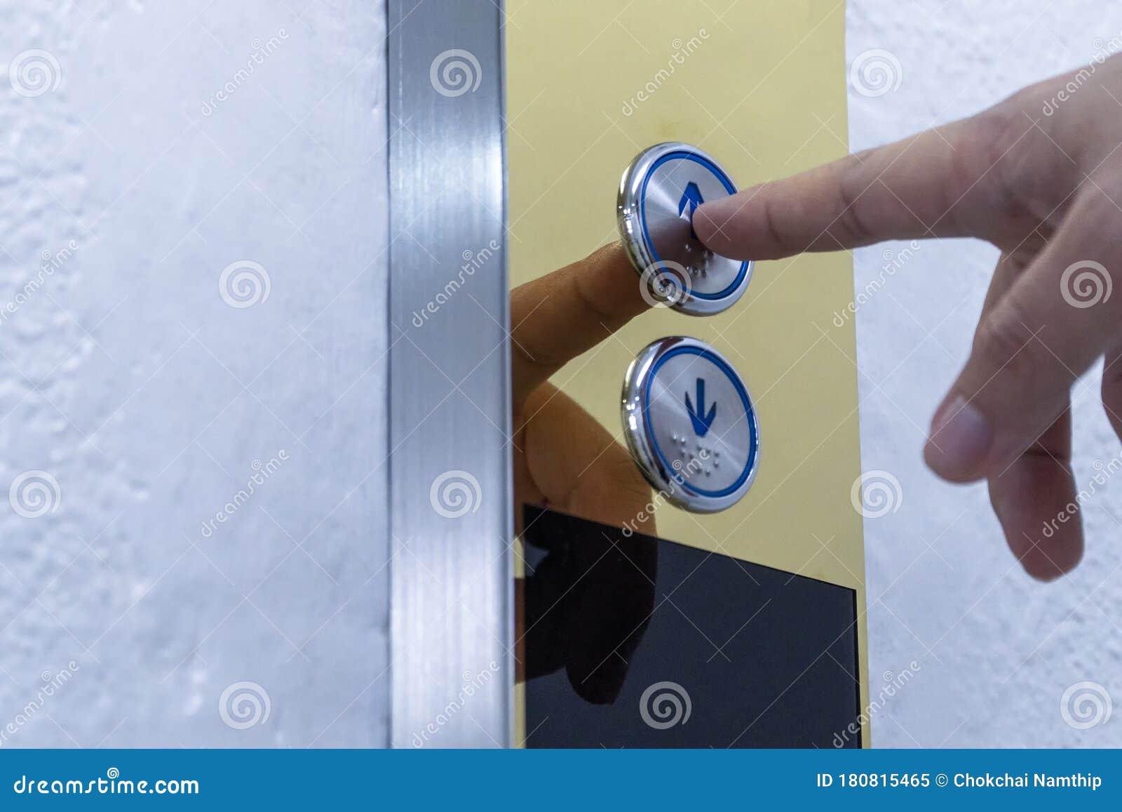 Using Hands, Press the Elevator Up and Keypad Elevator Stock Image ...