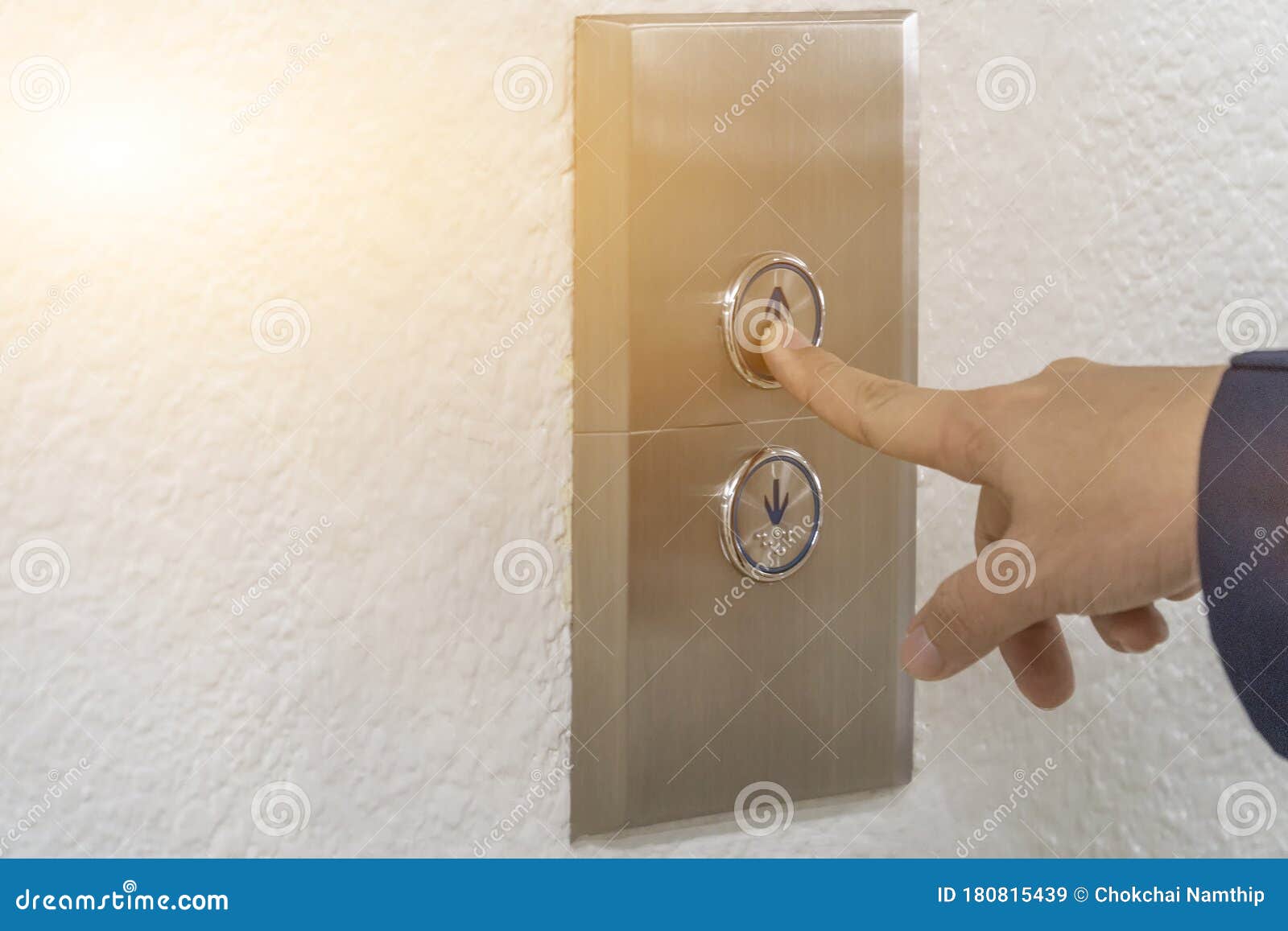 Using Hands, Press the Elevator Up and Keypad Elevator Stock Image ...