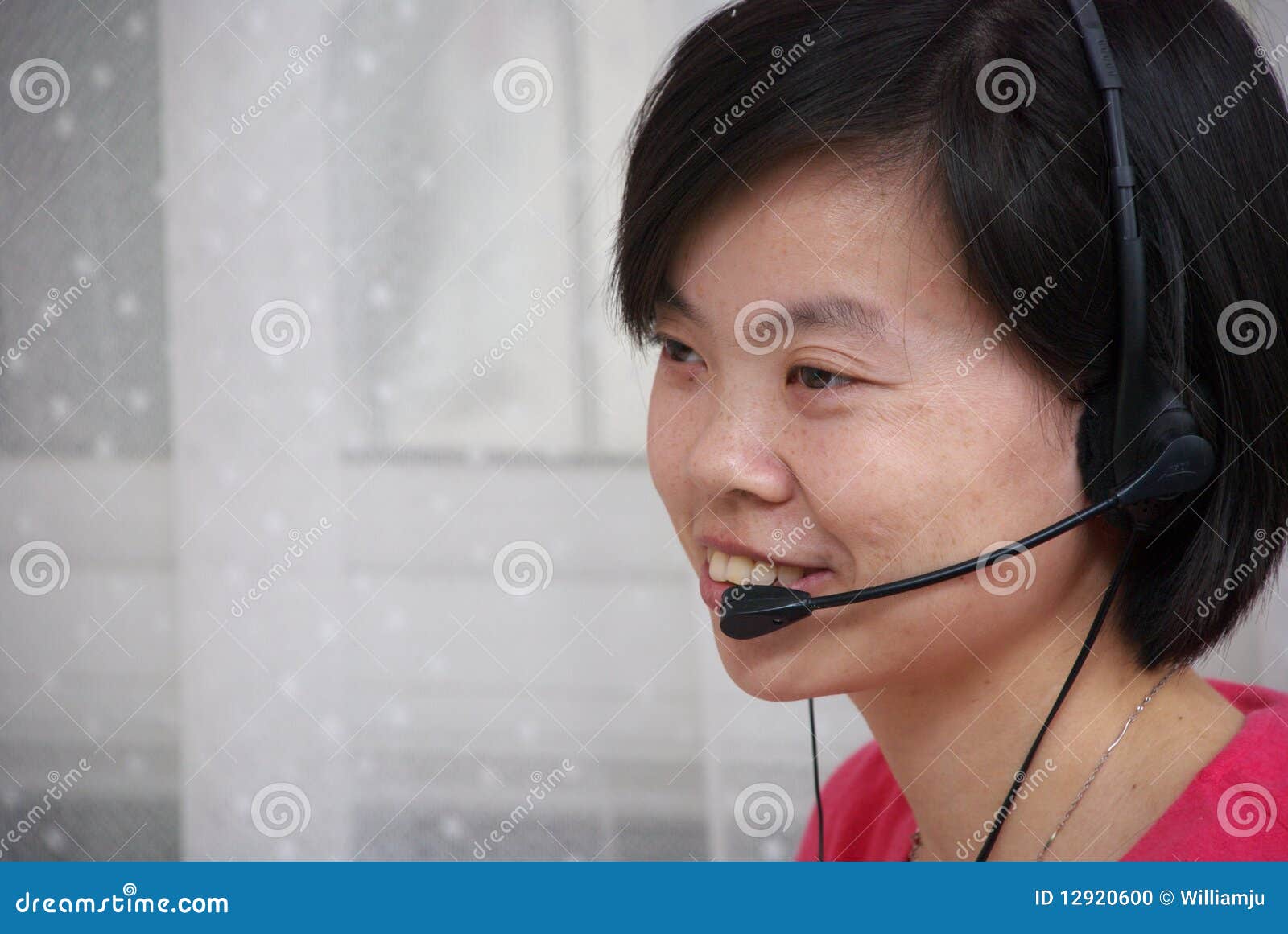 Using headphone stock photo. Image of female, call, communication ...