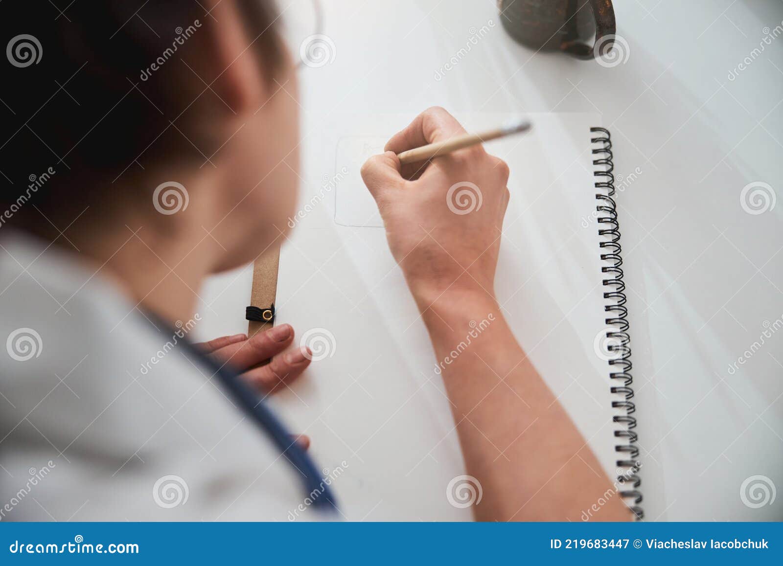 Person Drawing on Paper Sheet with Pencil Stock Image - Image of clay ...