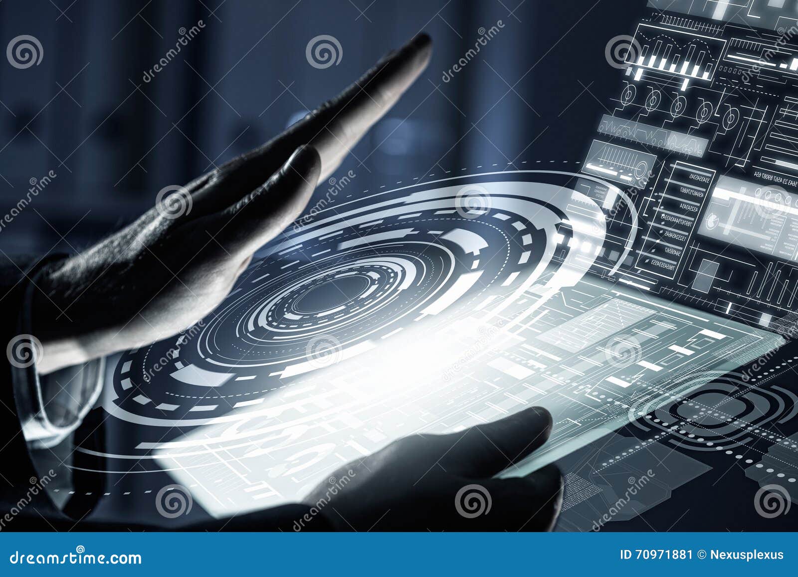 Using Innovative Technologies Stock Image - Image of panel, palm: 70971881