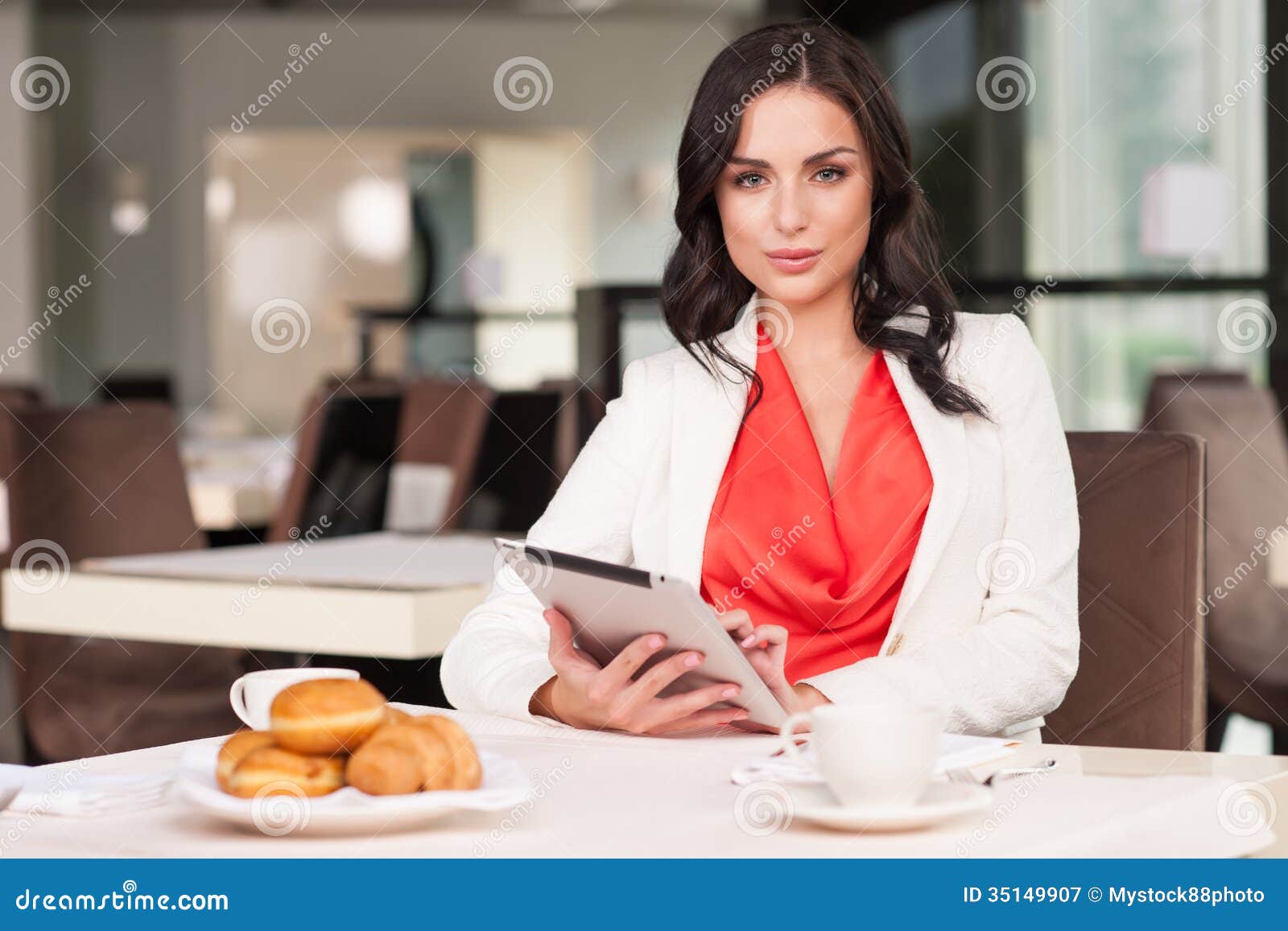 Using ipad stock image. Image of business, person, coffee - 35149907