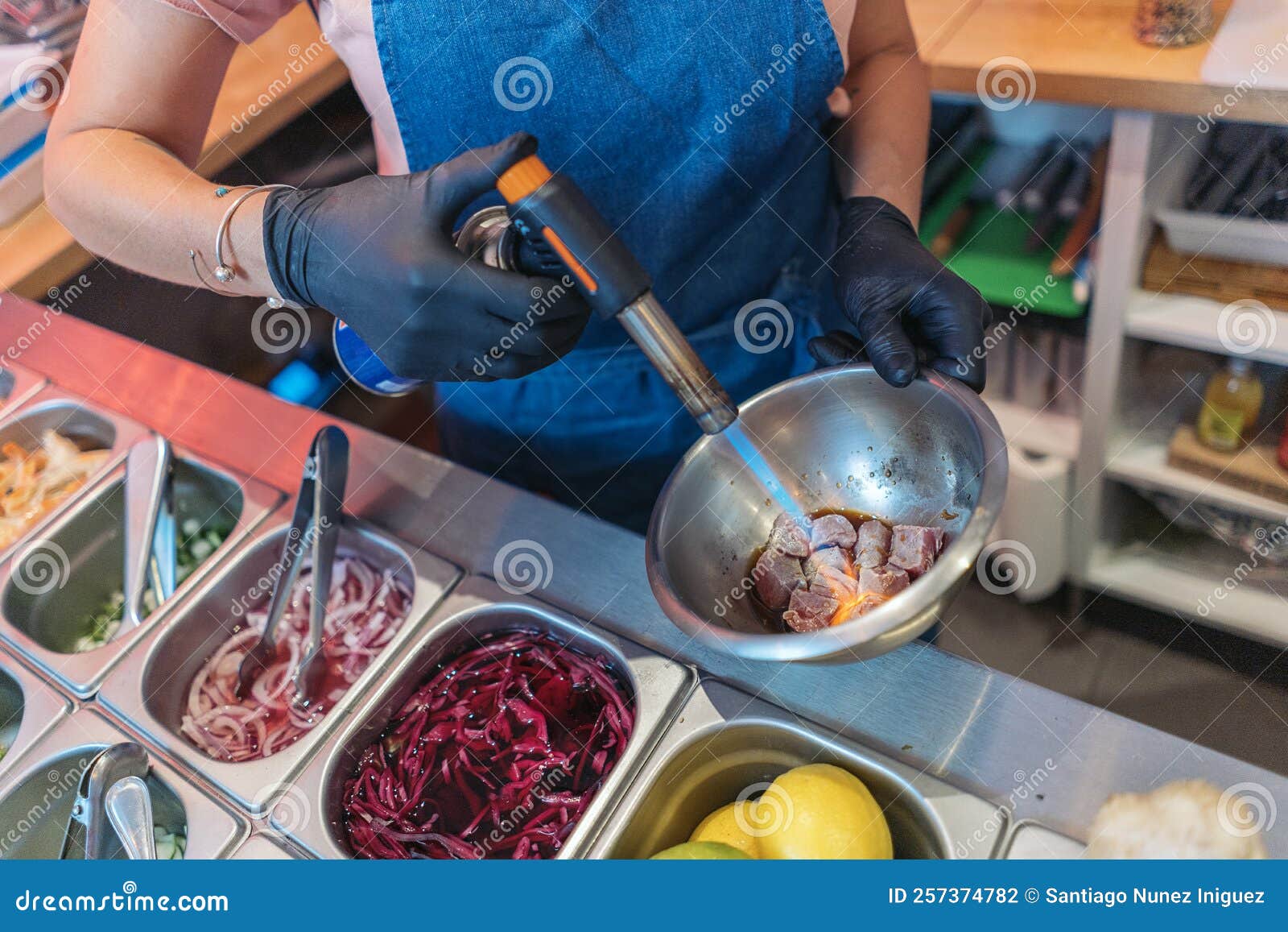 Using Kitchen Blowtorch stock photo. Image of dish, natural - 257374782