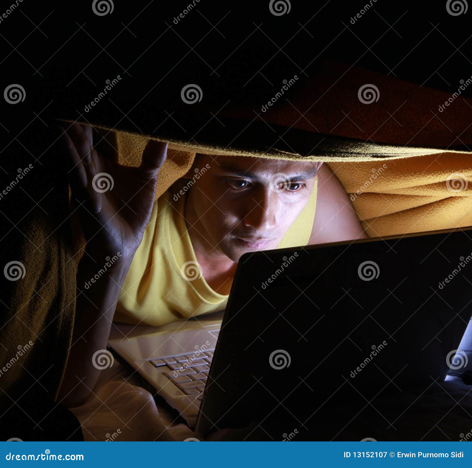 Using Laptop in the Blanket Stock Image - Image of time, smile: 13152107