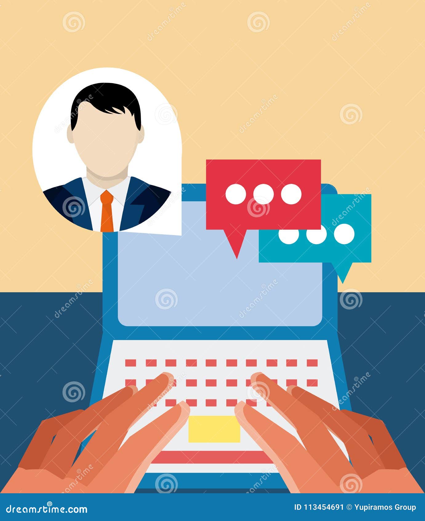 Using laptop for chat stock vector. Illustration of organizer - 113454691