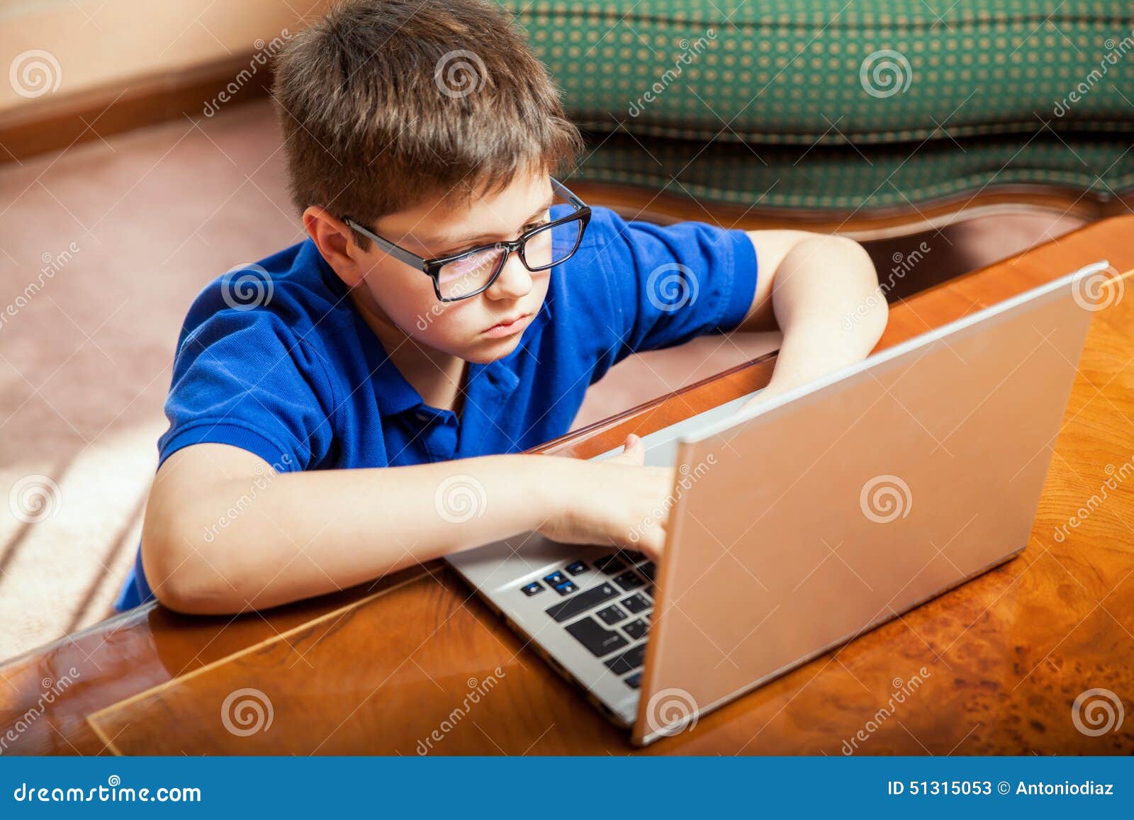 Using a Laptop for Homework Stock Image - Image of preadolescent ...